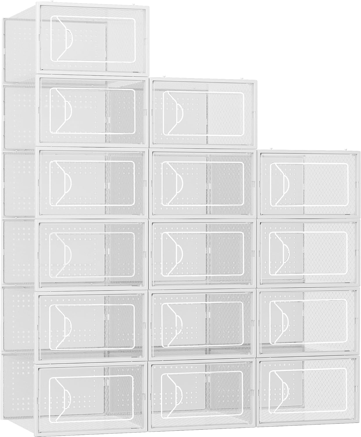 Summit Shoe Storage Box, 15 Pack Clear Plastic Stackable Shoe Organizer ...