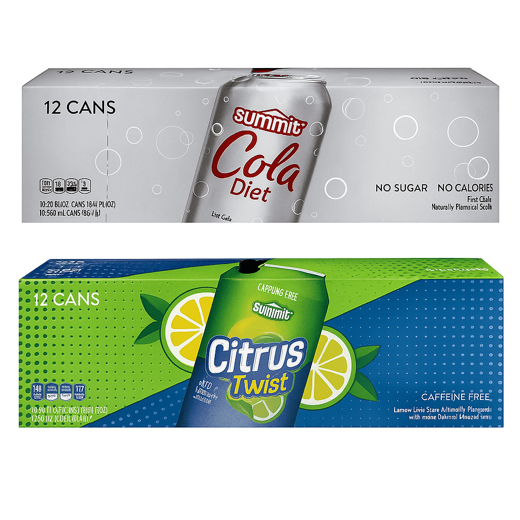 Summit Soda Variety Pack, 12 fl oz Cans (24 Cans) – Diet Cola & Citrus Twist, Caffeine Free ...