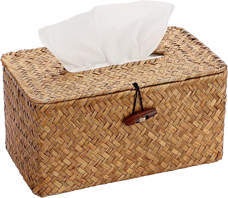 Sumnacon Rectangle Natural Seagrass Tissue Box Cover,Woven Tissue Box ...