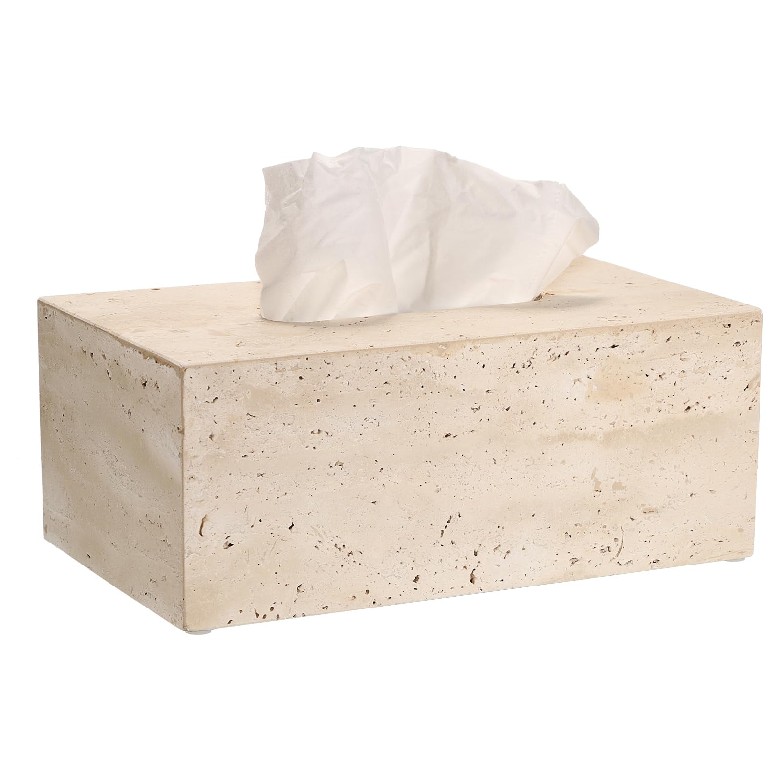 Sumnacon Rectangular Tissue Box Cover Natural Travertine Tissue Cover ...
