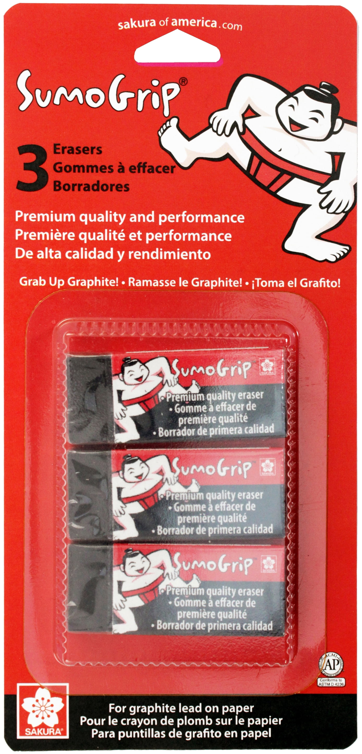 Sumo Grip Pencil & Pen Block Eraser, Microporous Cell Technology, 3 ...