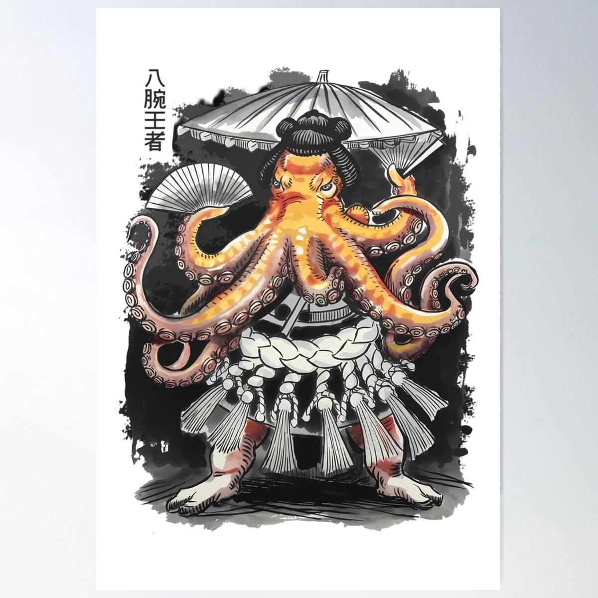 Sumo Samurai Octopus Warrior In Japanese Ukiyo-E Style Poster Wall Art ...