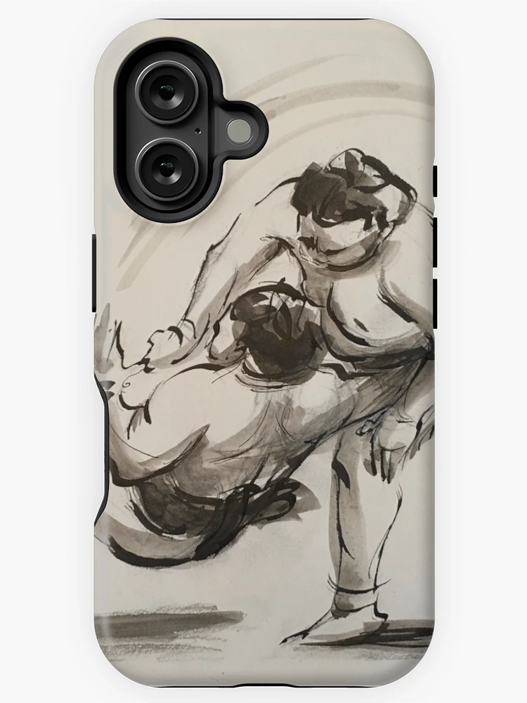 Sumo Wrestler #10 Case iPhone 11 12 13 14 15 16 Pro Max Ink Wash Art ...