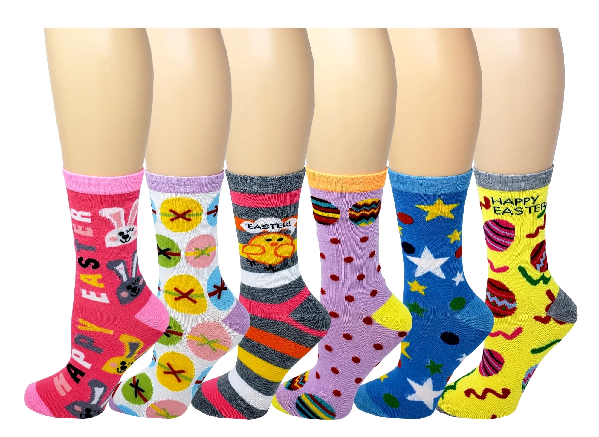 Sumona 6 Pairs Women Easter Day Festive Design Novelty crew socks ...