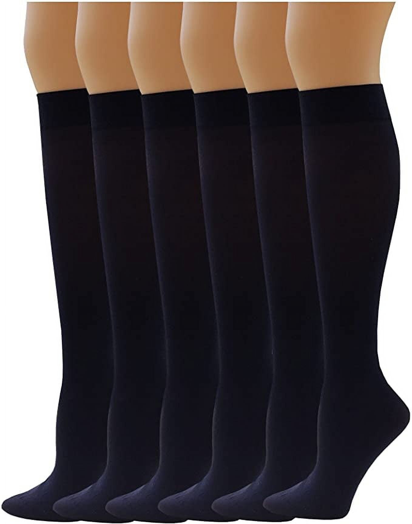 Sumona 6 Pairs Women Opaque Stretchy Spandex Knee High Trouser Socks ...