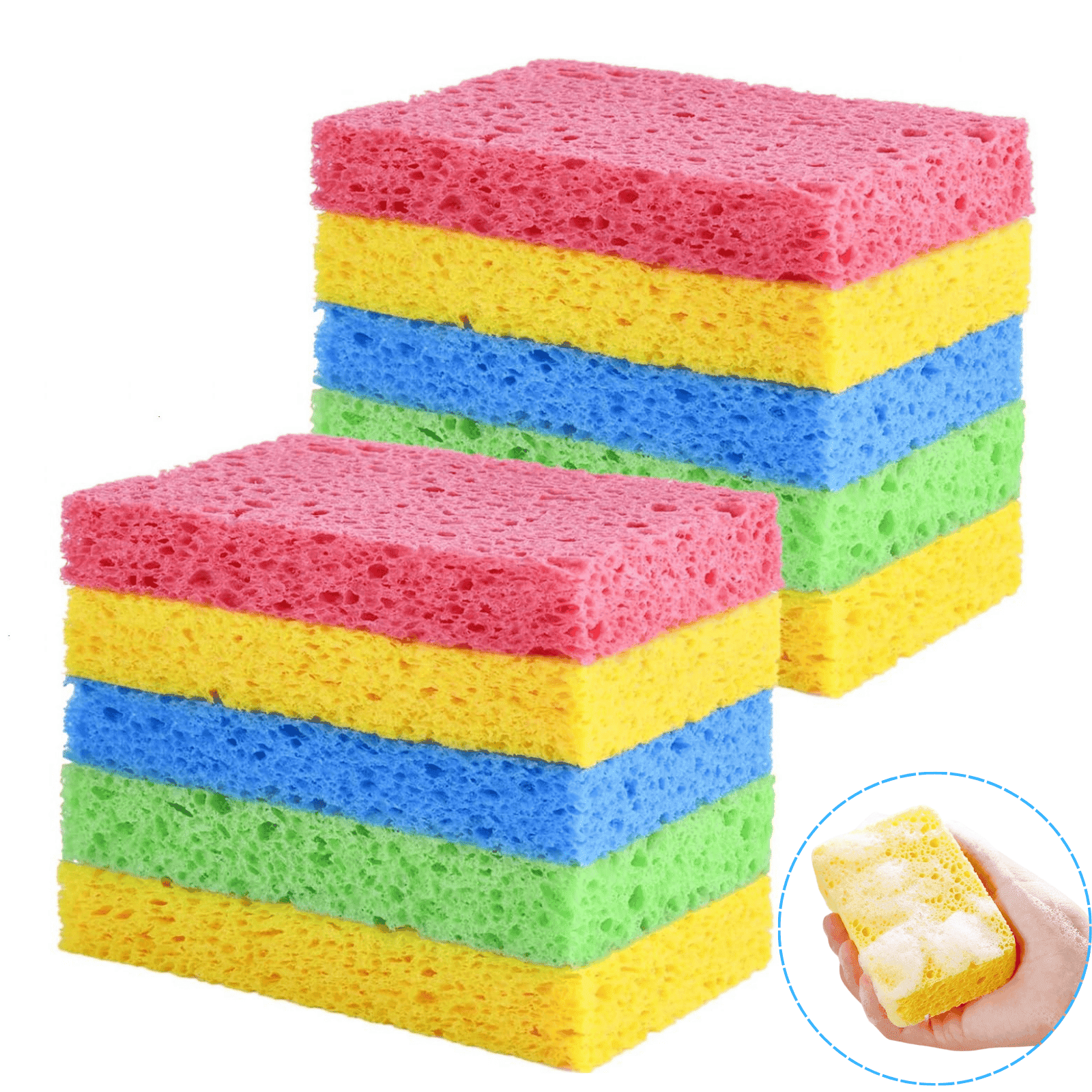 Sumovey 10 Pack Cellulose Sponges for Dish Cleaning Heavy Duty Non ...