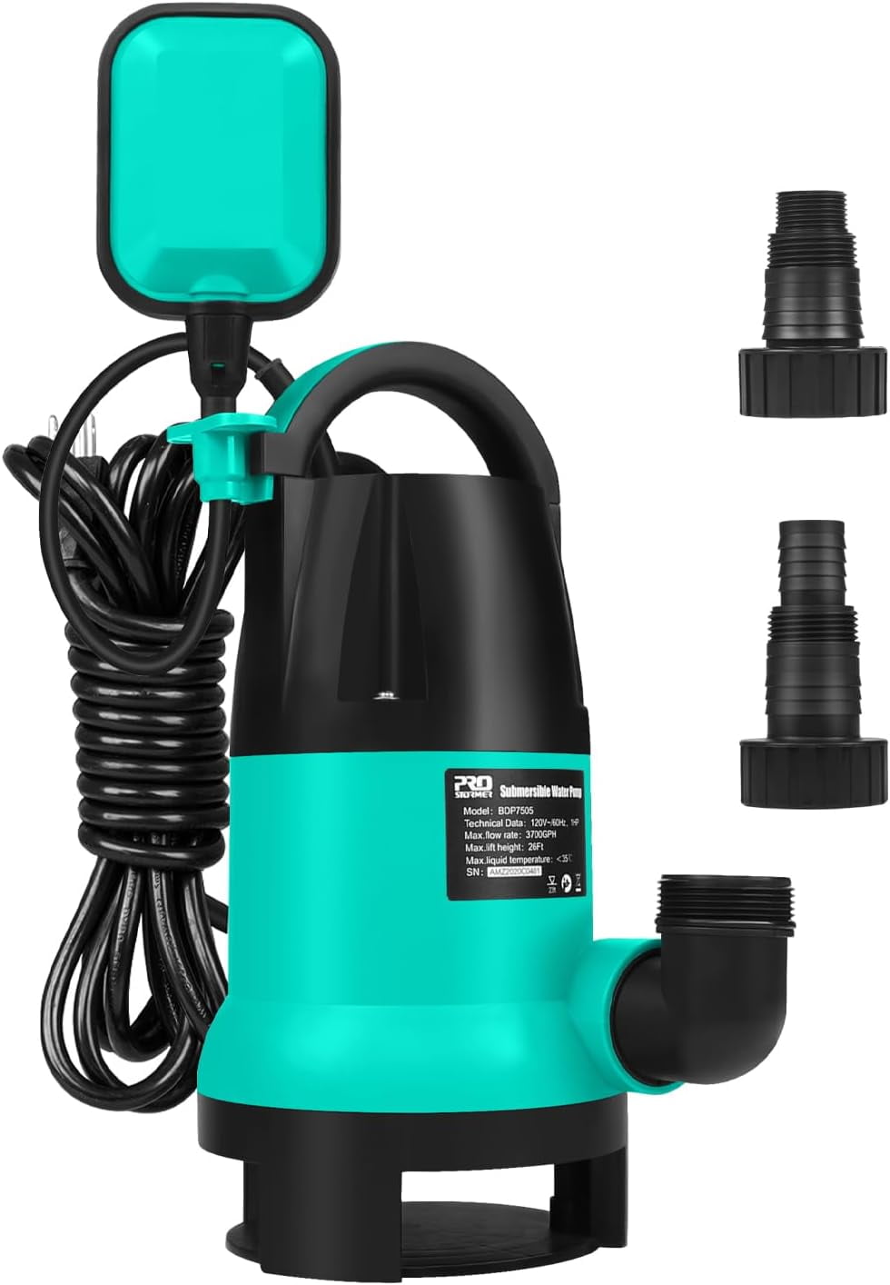 Sump Pump, 1HP 3700GPH Submersible Clean/Dirty Water Pump with ...