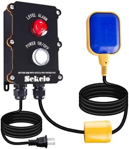 Sump Pump Alarm,High Water Alarm with 10ft Level Float Switch,90dB Loud ...