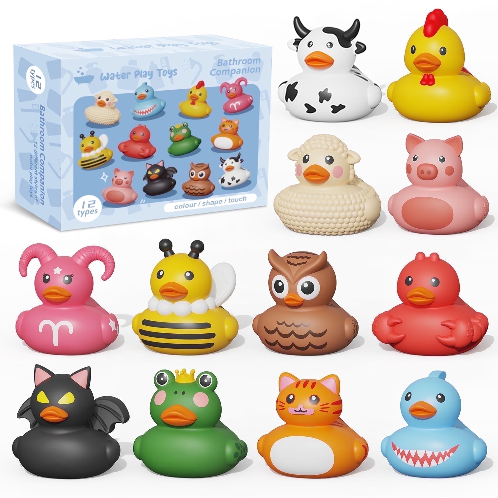 Sumsoltic 12 Pcs Mini Rubber Duckies, Bath Toys for Toddlers, Safe Pool ...