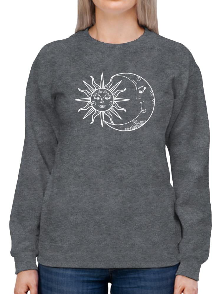 Sun And Crescent Moon Sweatshirt Women -Smartprints Designs, Female ...