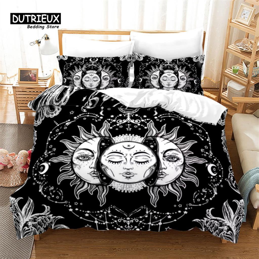 Sun And Moon Duvet Cover Exotic Galaxy Stars Bedding Set Microfiber ...