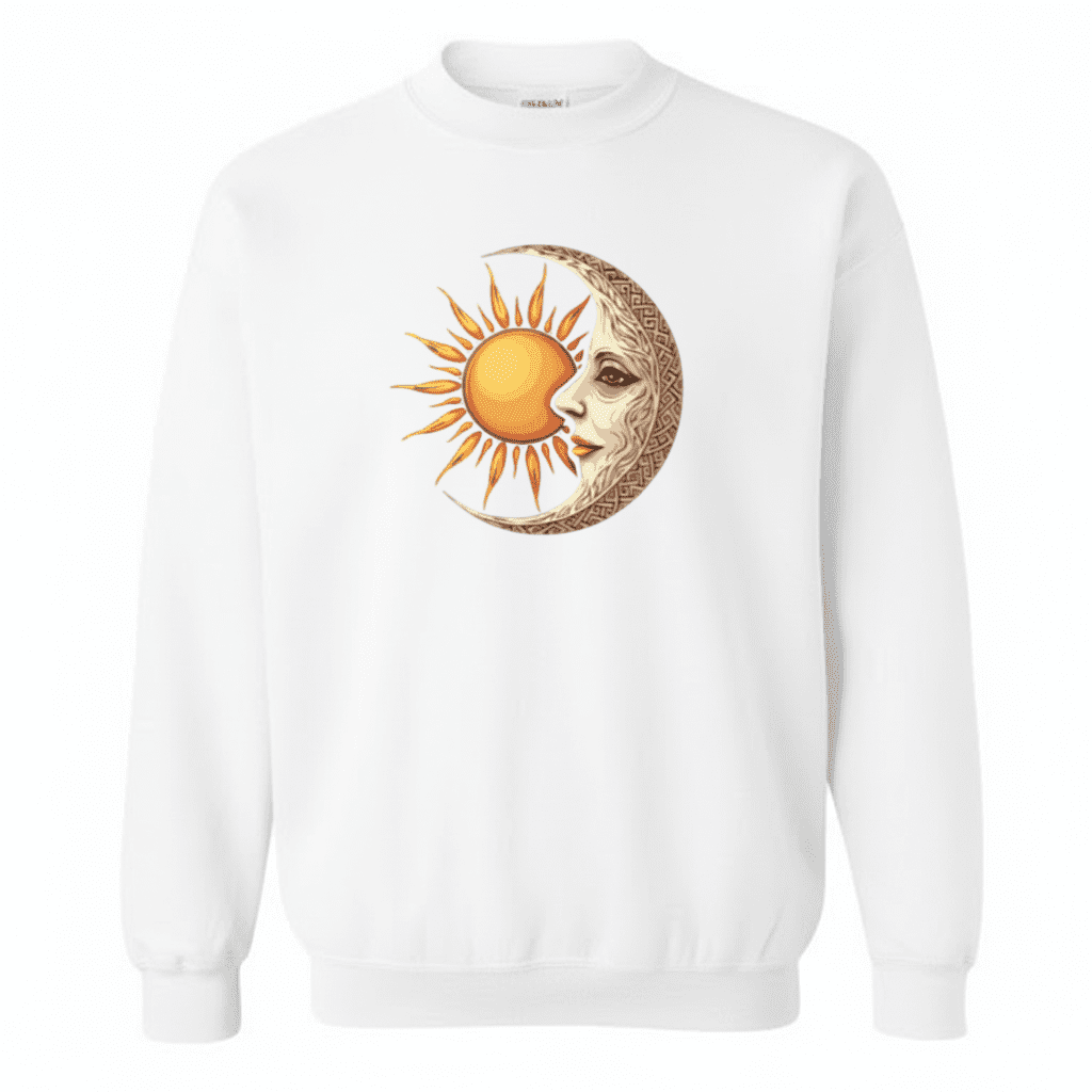 Sun And Moon Face Celestial Balance Cosmic Harmony Mystical Design ...