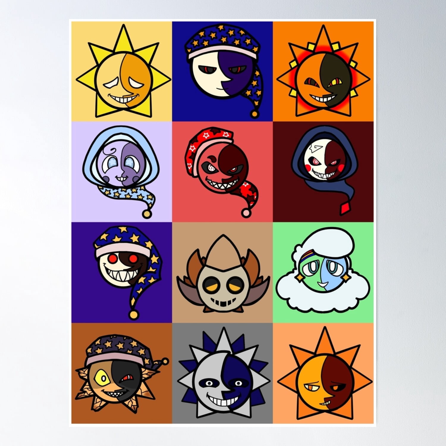 Sun And Moon Show Gang Poster UNFRAMED PAPER POSTER, Home Decor ...