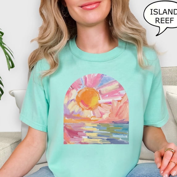Sun And Sea TShirt Water Color Summer Shirt Gift For Woman Beach Shirt ...