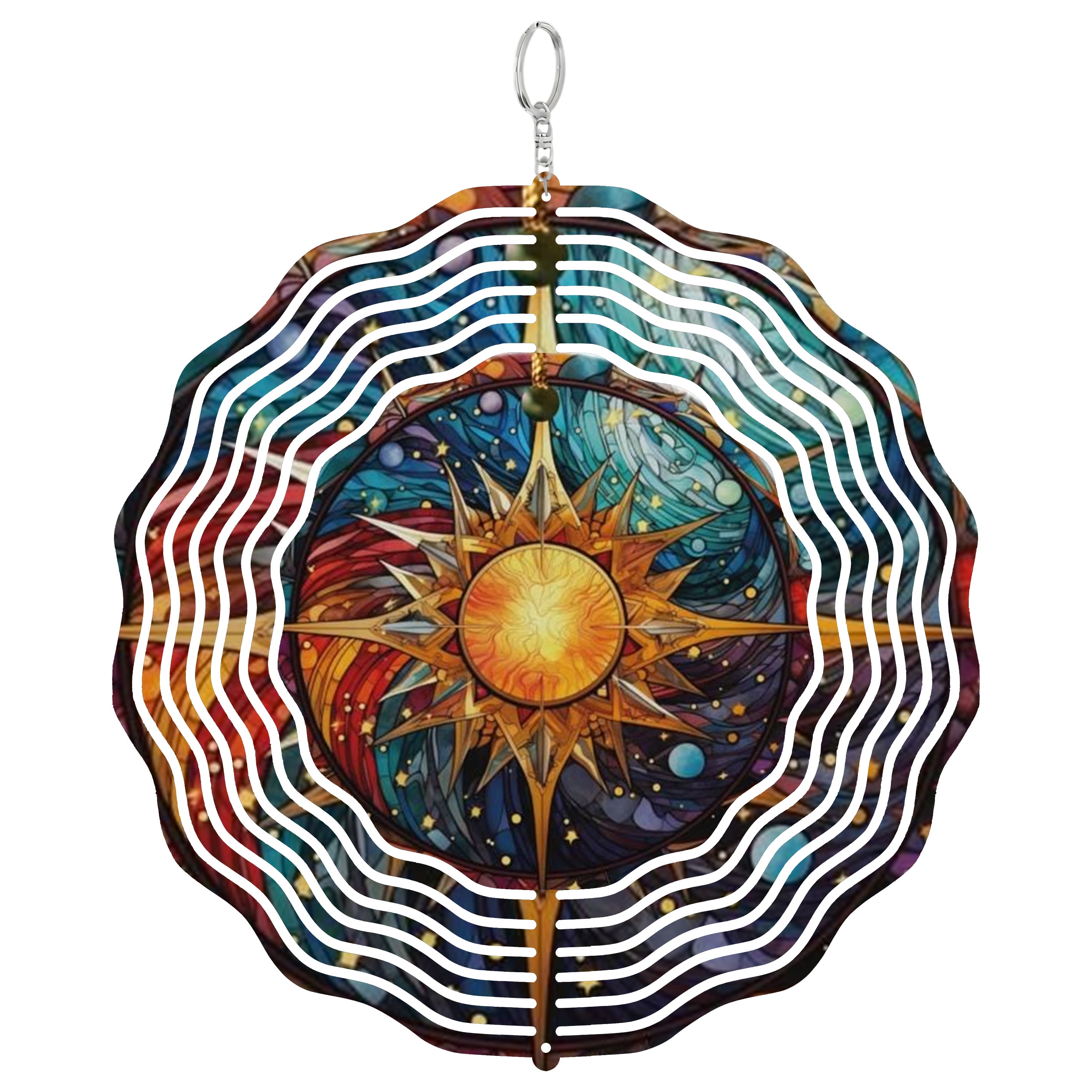 Sun And Stars Chakra 3D Wind Spinner Kinetic Hanging Garden Decor ...