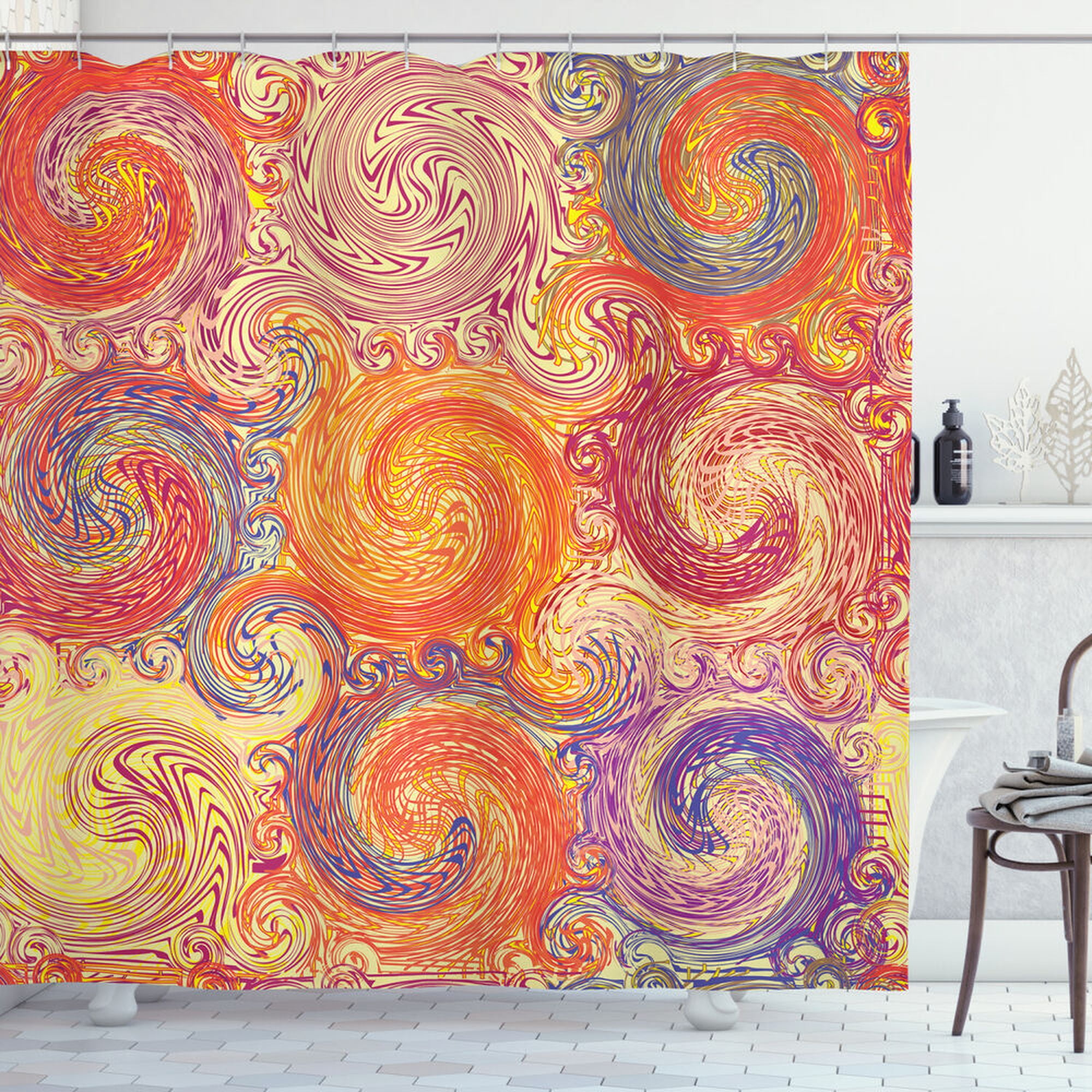 Sun Art Shower Curtain - Abstract Grunge Design for Stylish Bathroom Decor - Unique Figure Print ...