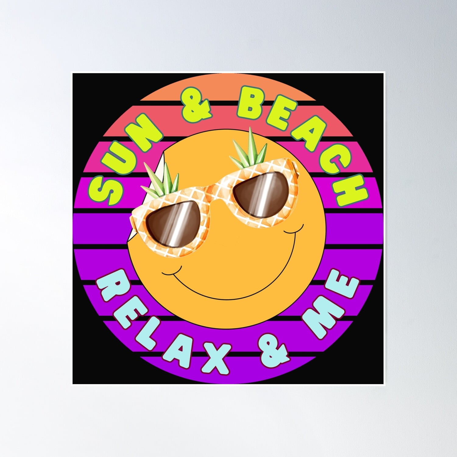 Sun & Beach - Relax & Me Poster Wall Art, Modern Wall Decor, 16x16 ...