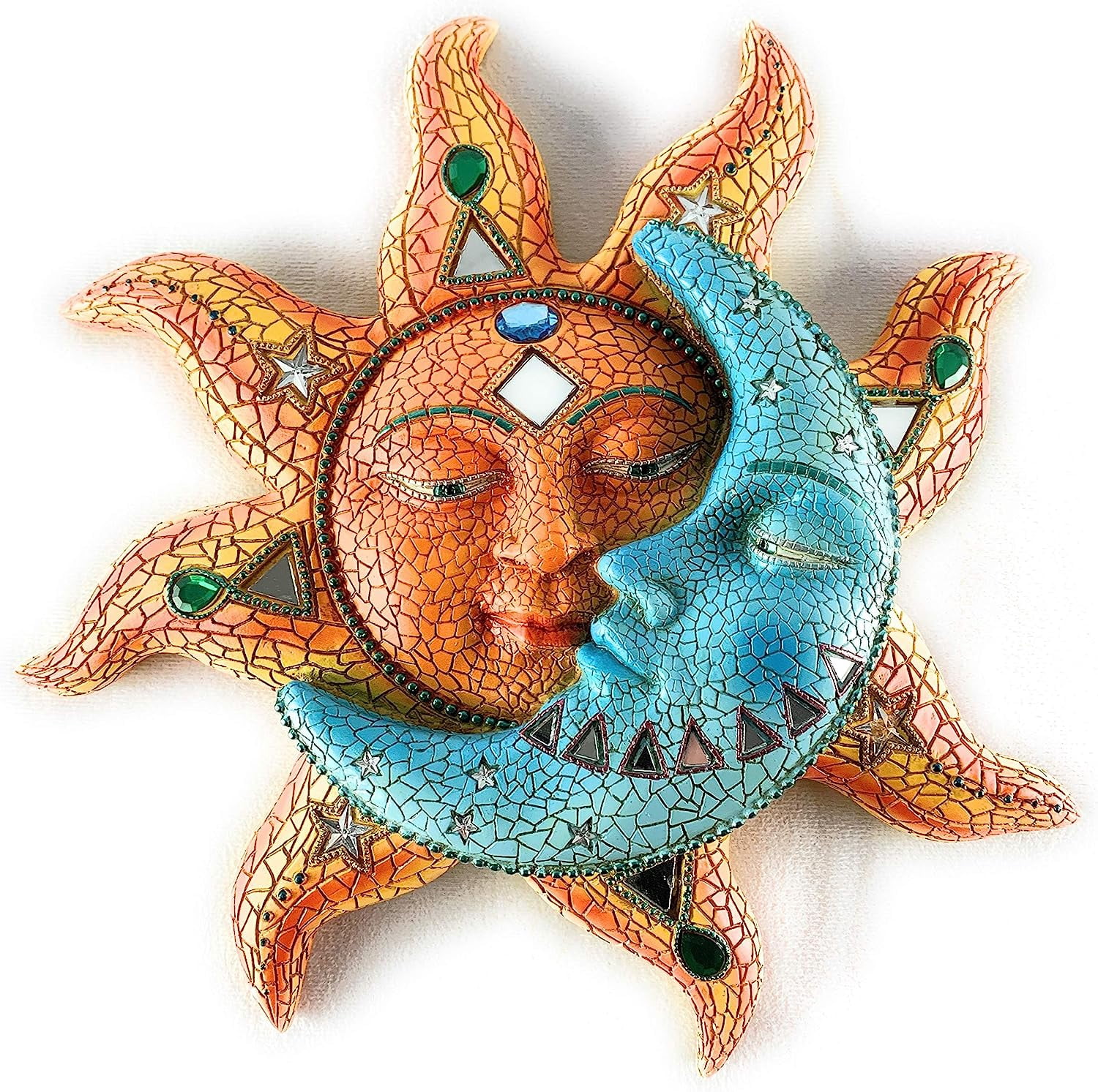 Sun And Blue Moon 3D Mosaic Celestial Face Decor Indoor Outdoor Wall ...