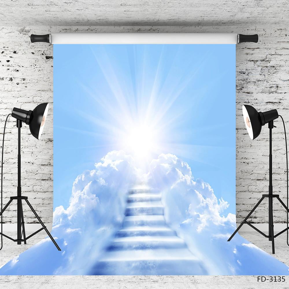 Sun Blue Sky Cloud Ladder Sunshine Scenery Backdrops Photocall Baby ...
