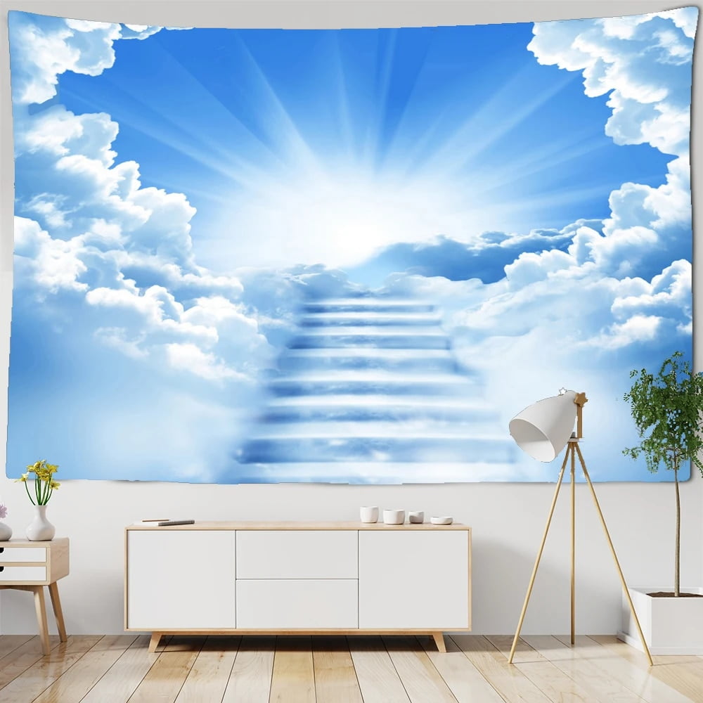 Sun Blue Sky and White Clouds Tapestry Wall Hanging Scery Tapestry ...