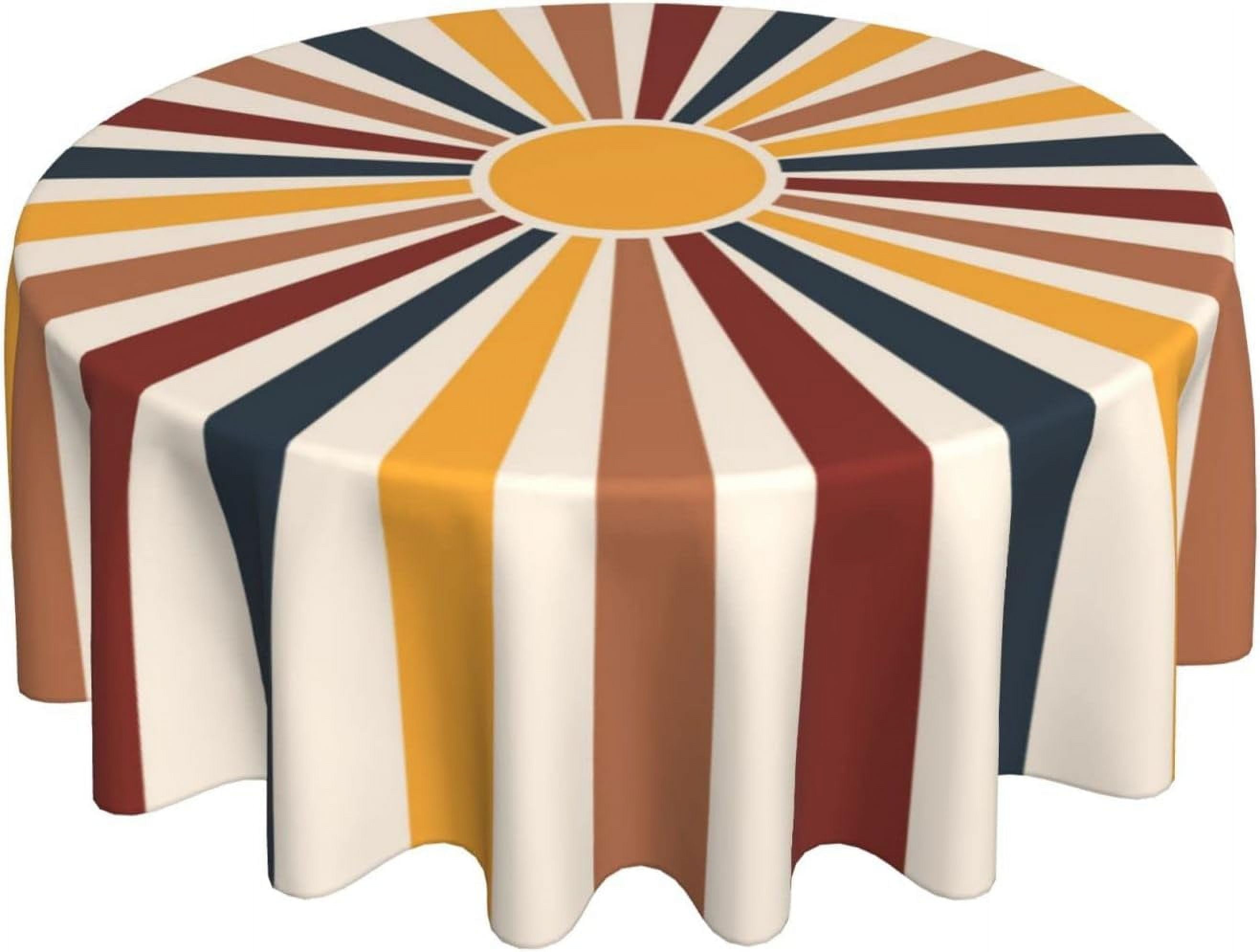 Sun Boho Tablecloth Round 60 In Vintage Rainbow Stripes Rustic Bohemian ...