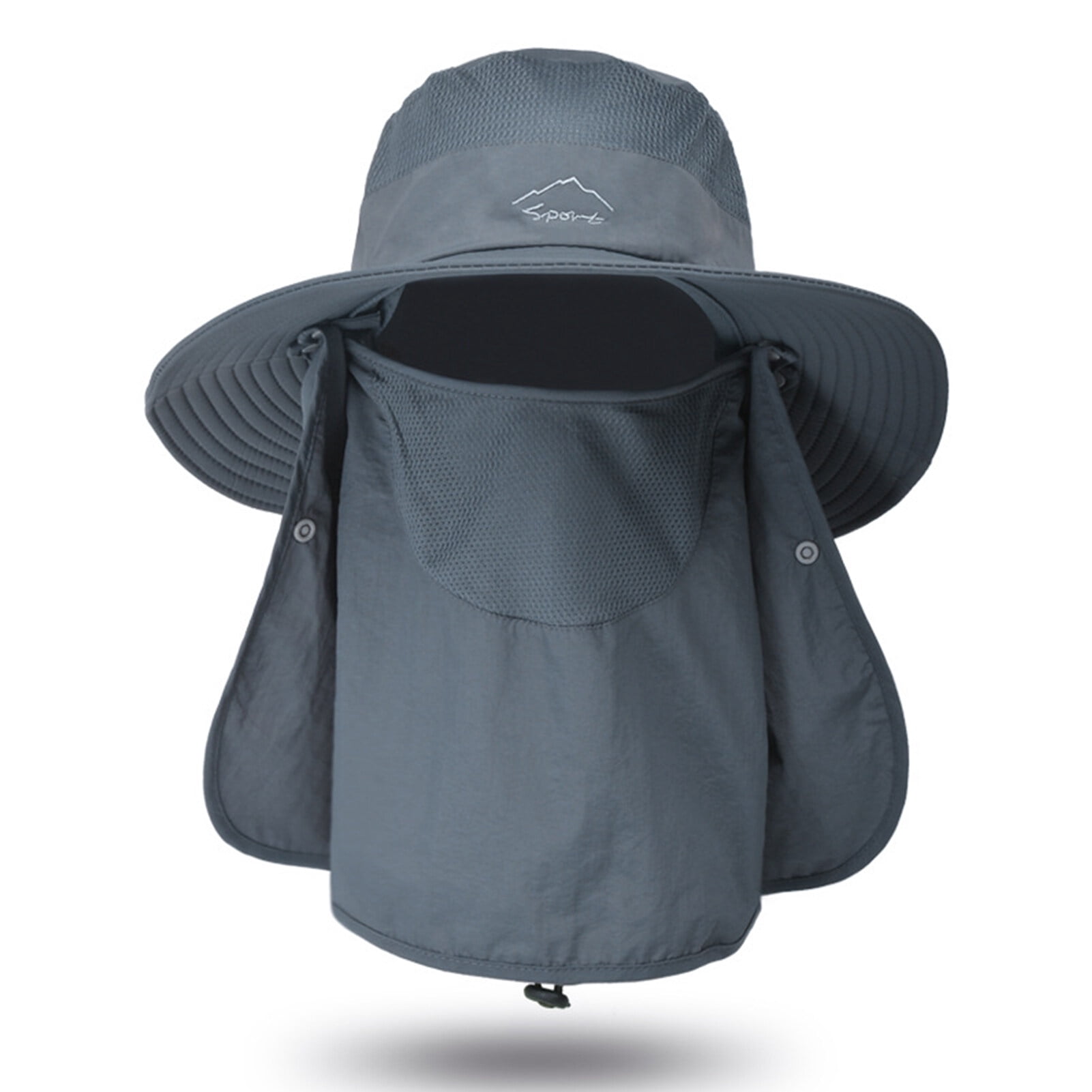 Sun Cap with Removable Face Neck Cover Flap Wide Brim Fishing Hat ...