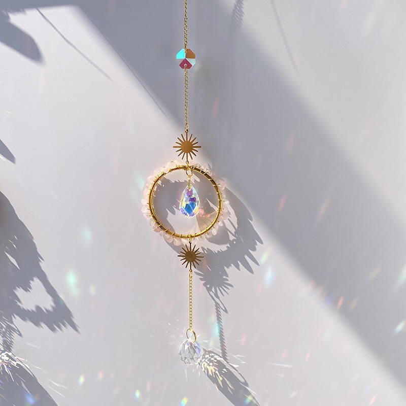 Sun Catcher Light and Shadow Wind Chime Pendant Natural Crushed Stone ...