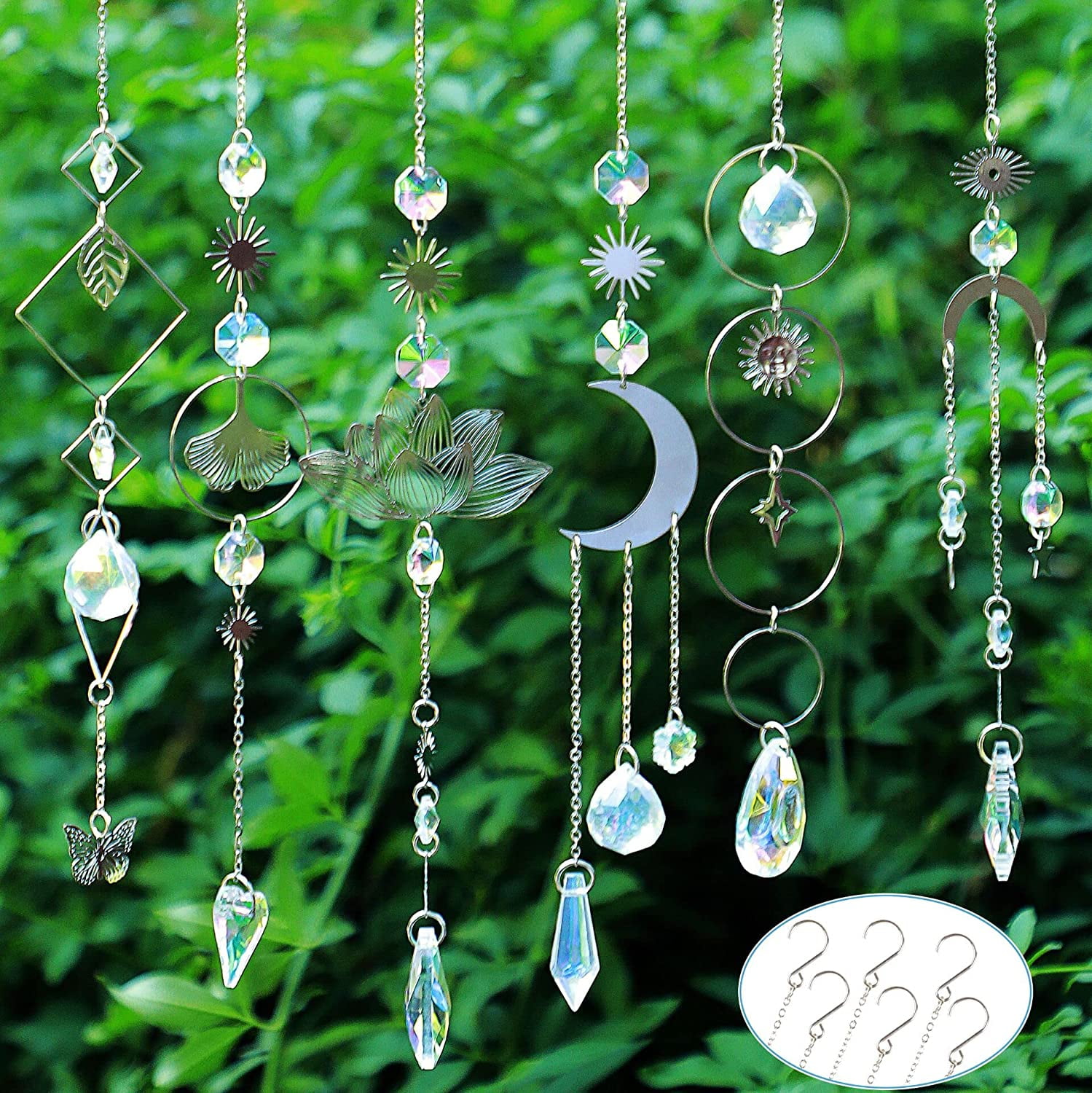 Sun Catchers, 6 Pieces Colorful Suncatchers Decorative Hanging Clear ...