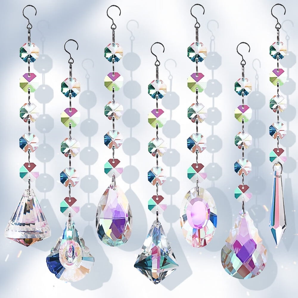 Sun Catchers with Crystals,7 Pcs Hanging Crystals Suncatchers for ...