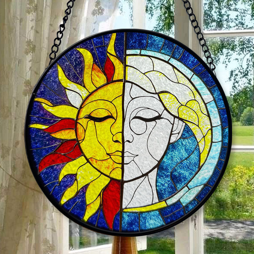 Sun Catchers Indoor Window Sun and Moon Stained Glass - Handmade ...