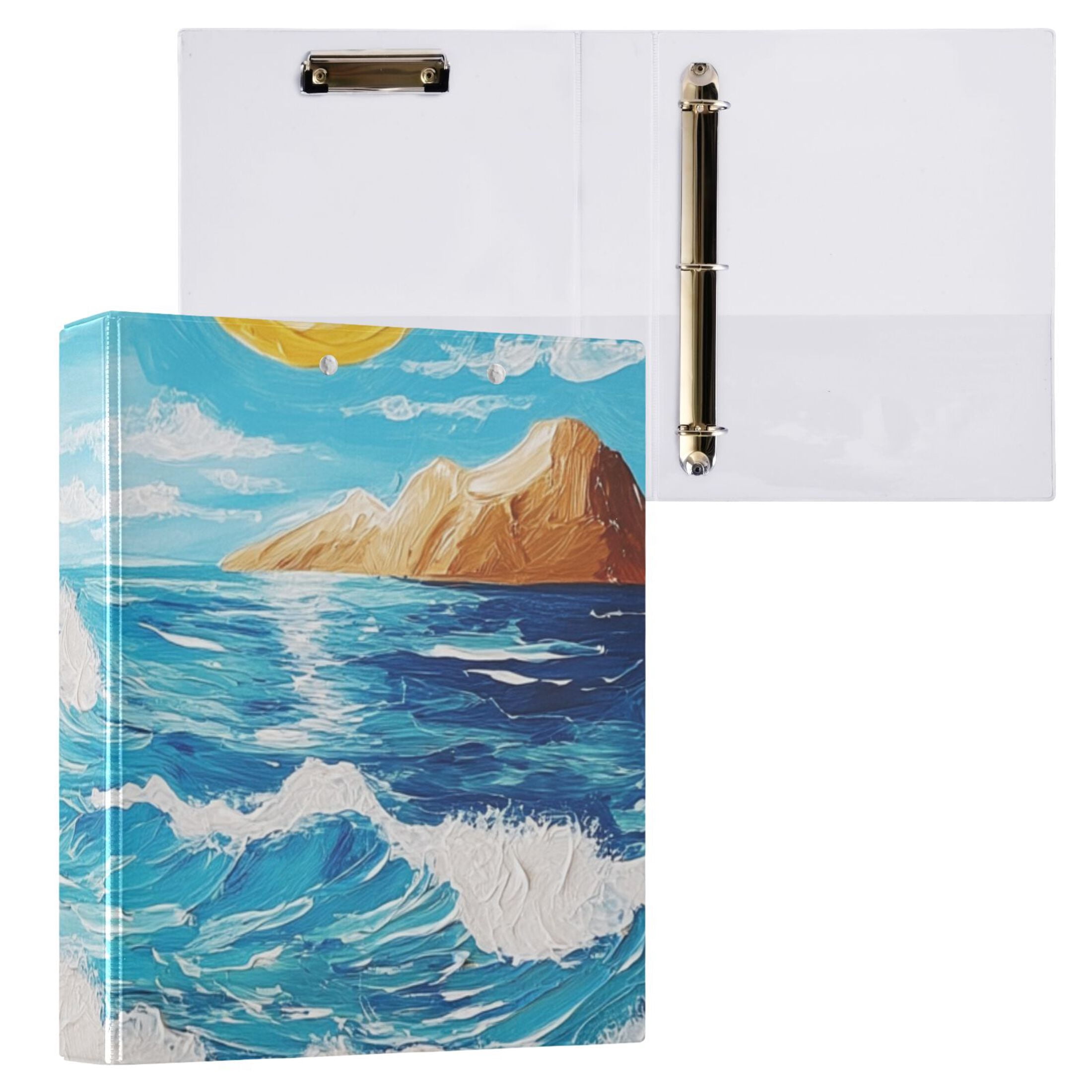 Sun Catcus on Beach Round Ring Binder 3 Rings 1.5" Capacity File ...