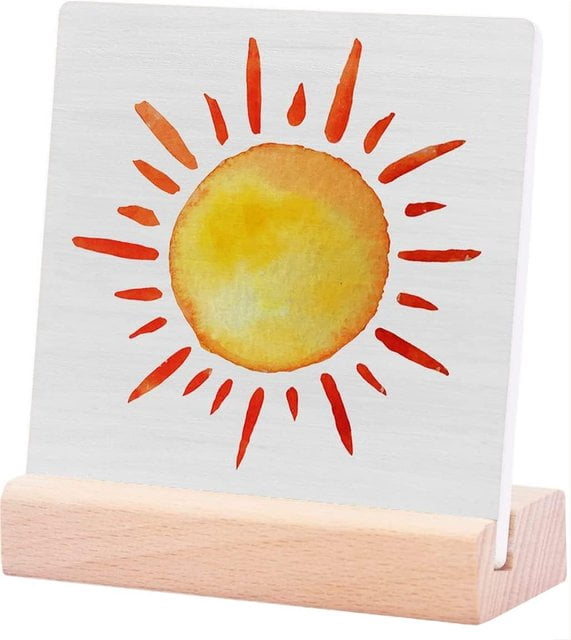 Sun Ceramic Table Sign Plaque Decor Desk Sign Watercolors Sun Sunshine ...