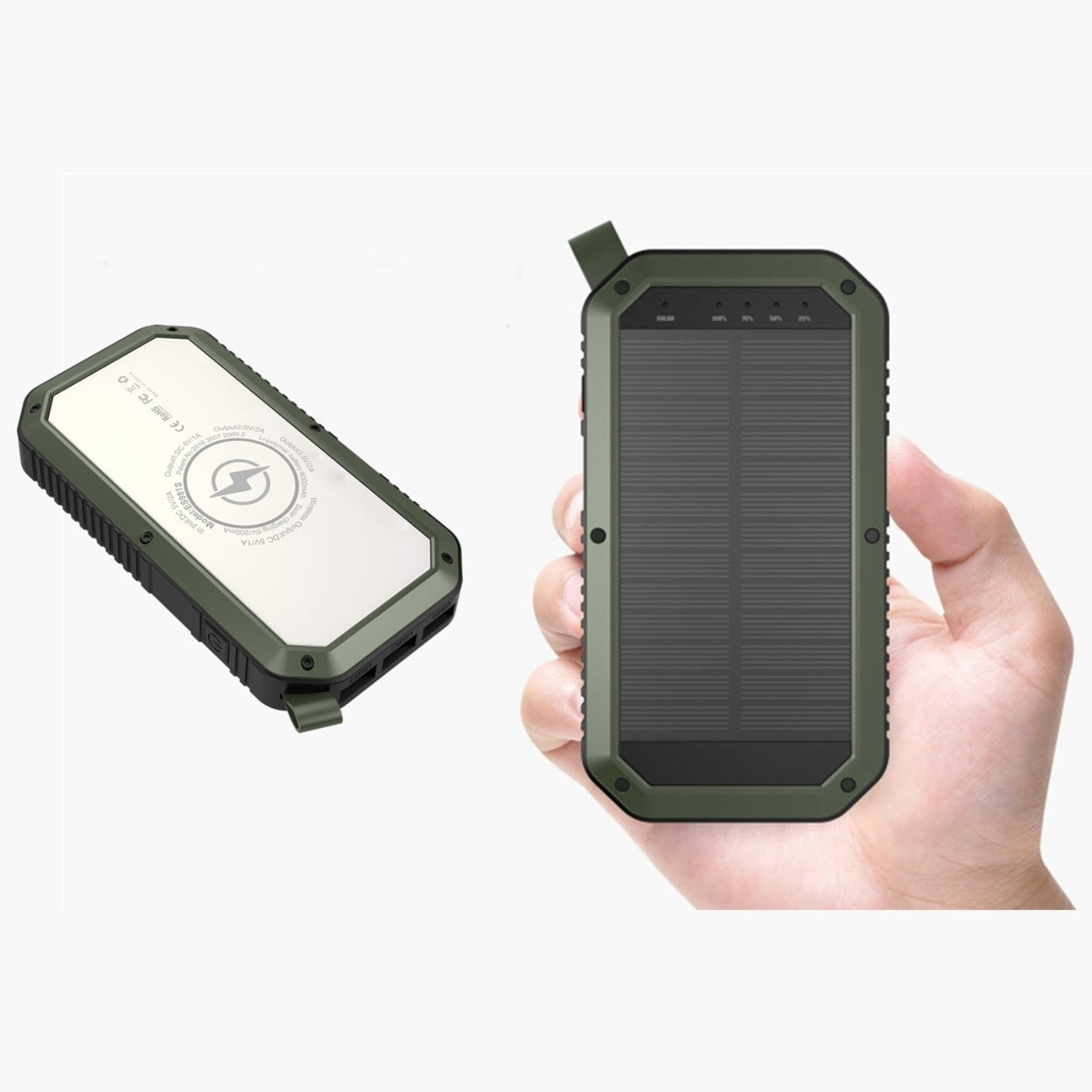 Sun Chaser Mini Solar Powered Wireless Phone Charger 10000 mAh With LED ...