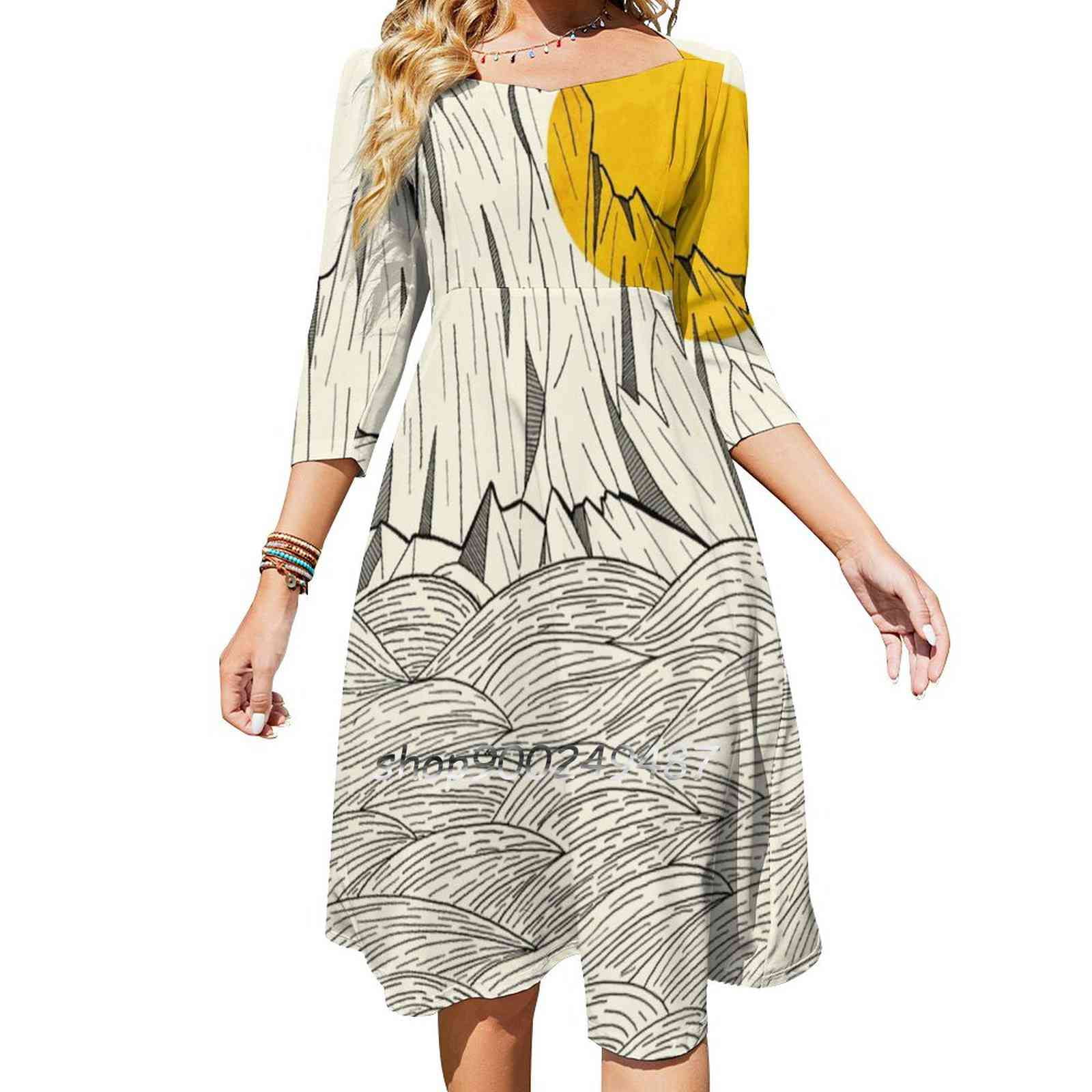 Sun Cliffs Sweetheart Knot Flared Dress Fashion Design Large Size Loose ...