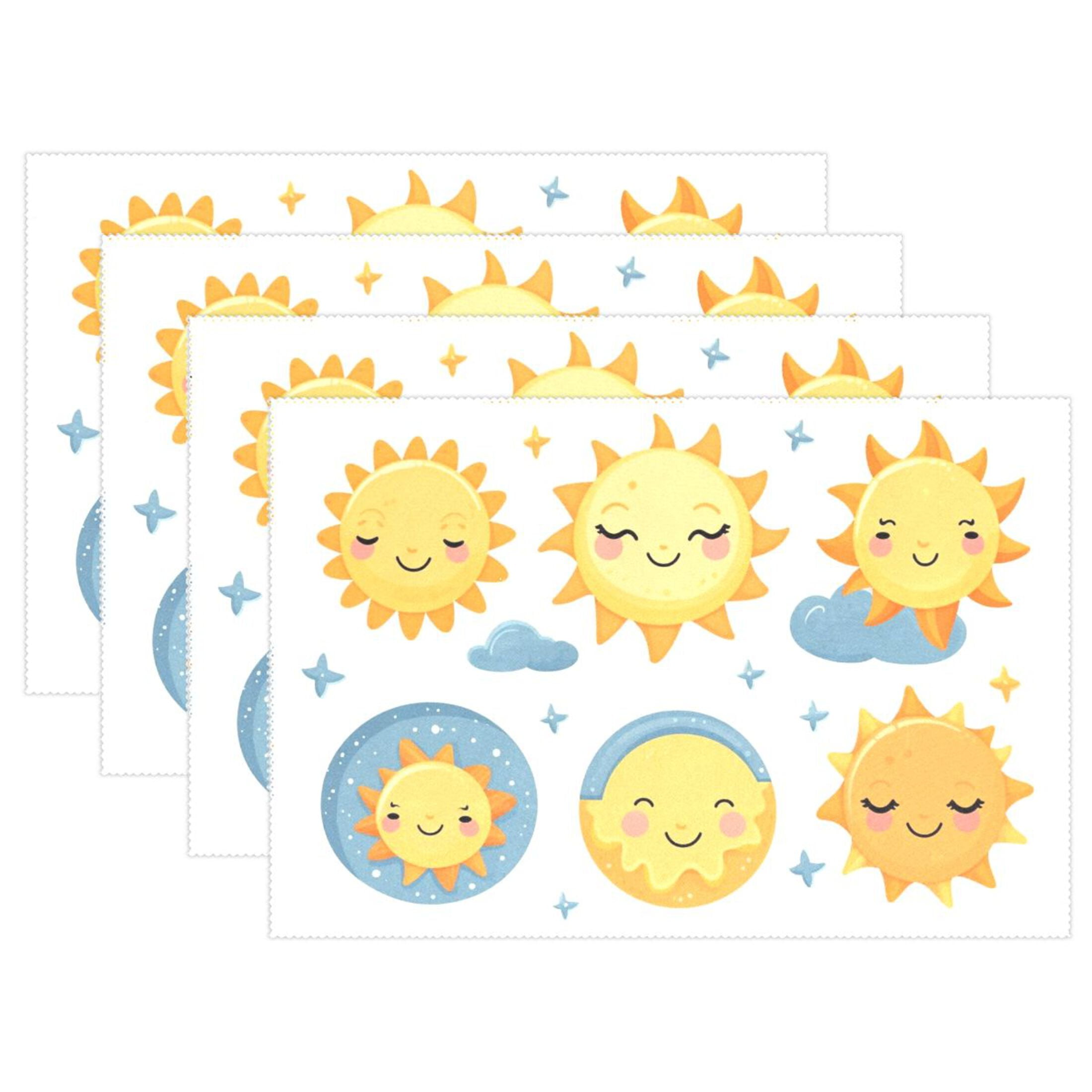 Sun Clouds Stars 12×18 inch Placemats Heat Resistant Washable Foldable ...