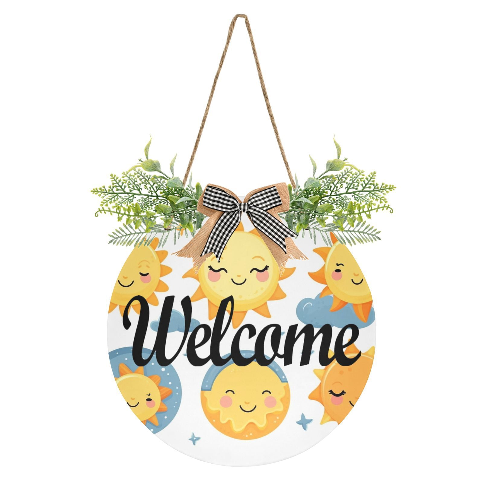 Sun Clouds Stars Welcome Sign for Front Door Wreath Door Sign for ...