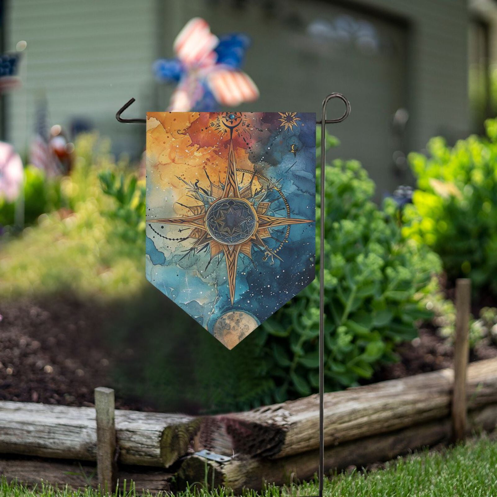 Sun Colorful Clouds Garden Flag 18" x 12.5" Double Sided Yard Lawn ...