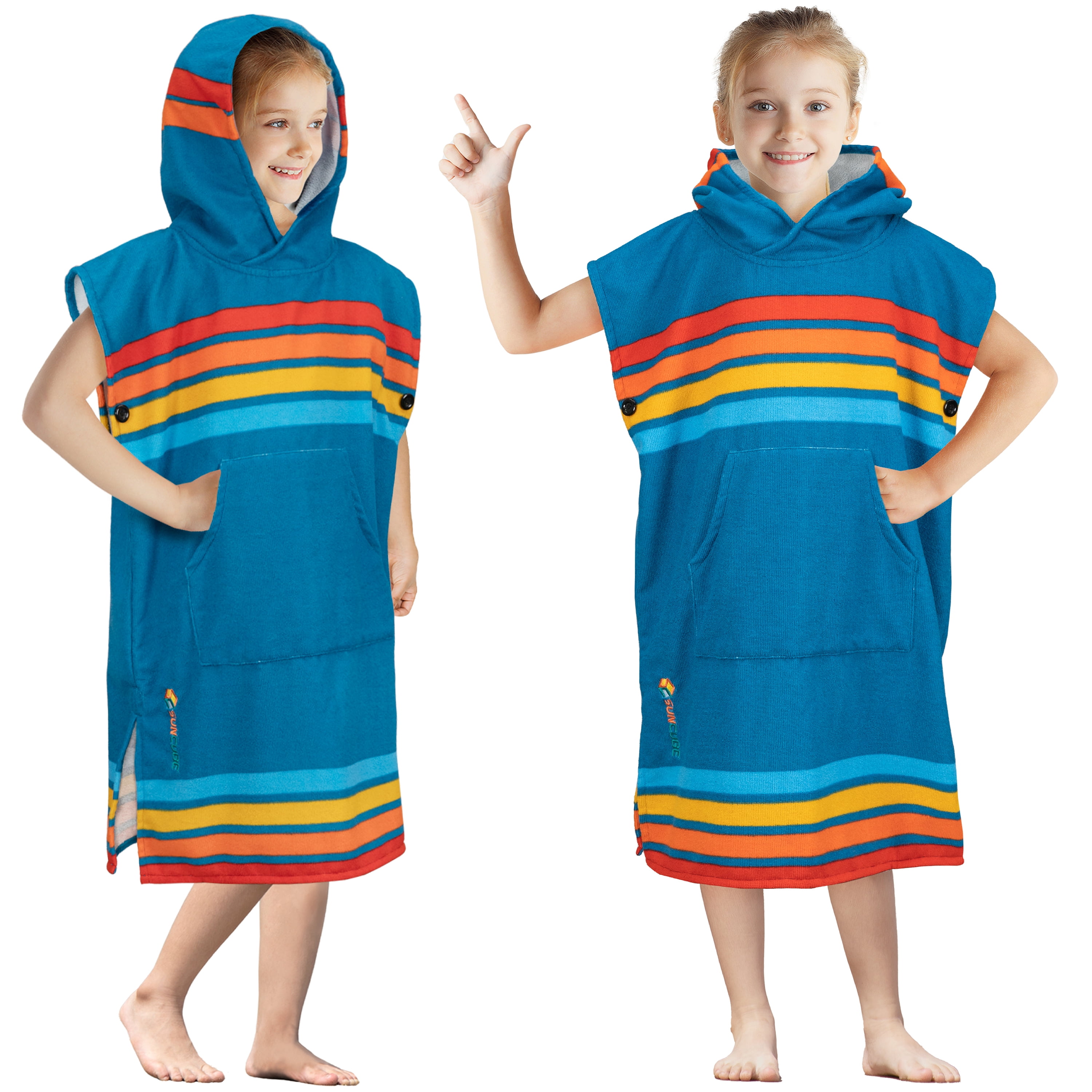 SUN CUBE Kids Surf Poncho, Hooded Quick Dry Towel, Use at Bath-Pool ...