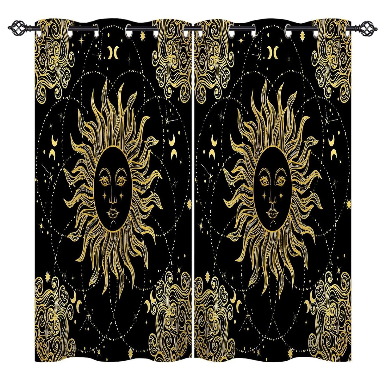 Sun Curtains Grommet Light Filtering Curtain Panels Vintage Boho Moon ...