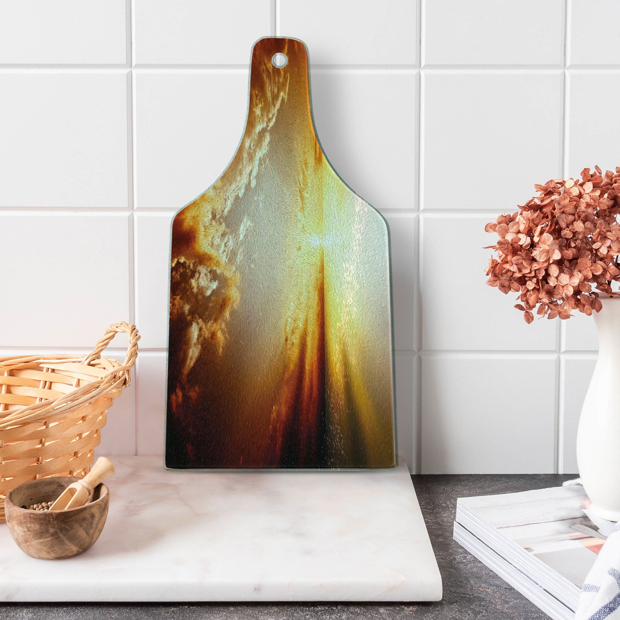 Sun Cutting Board, Majestic Sunset View Tranquil Horizon Dramatic ...