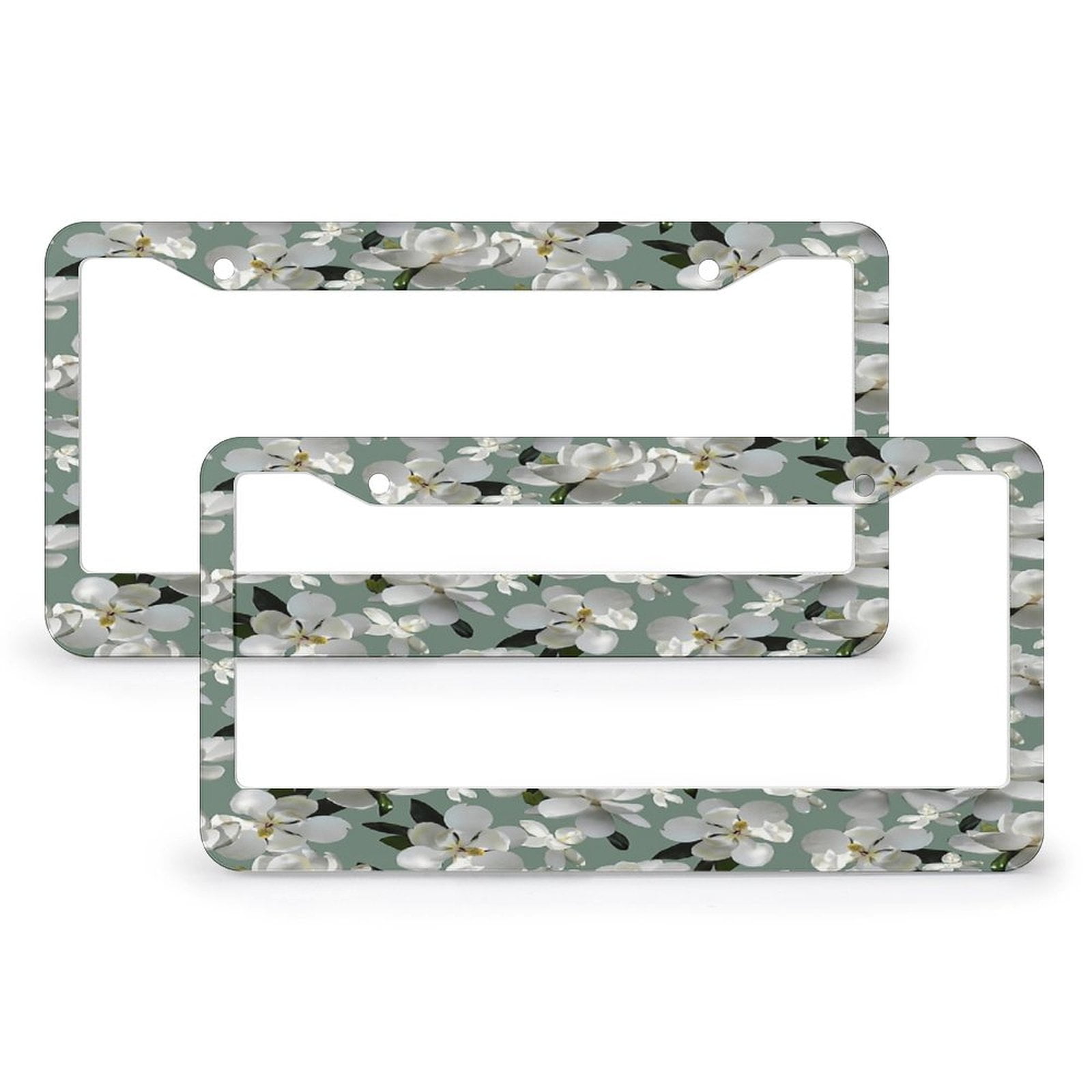Sun-Dappled Magnolia On Sage Green License Plate Frames - 2 Pack Metal ...