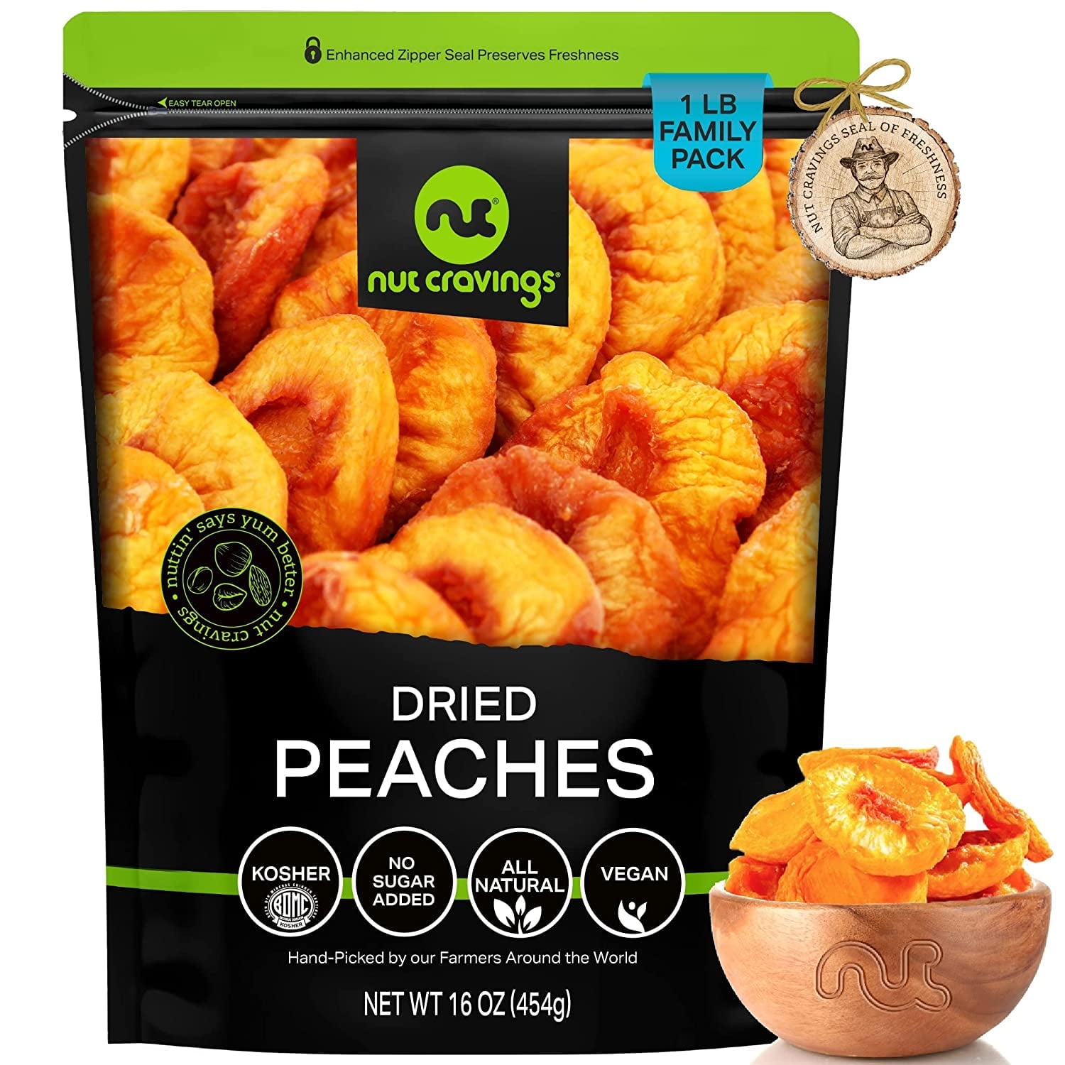 Nut Cravings Sun Dried California Peaches 16oz Dried Fruit Snack ...
