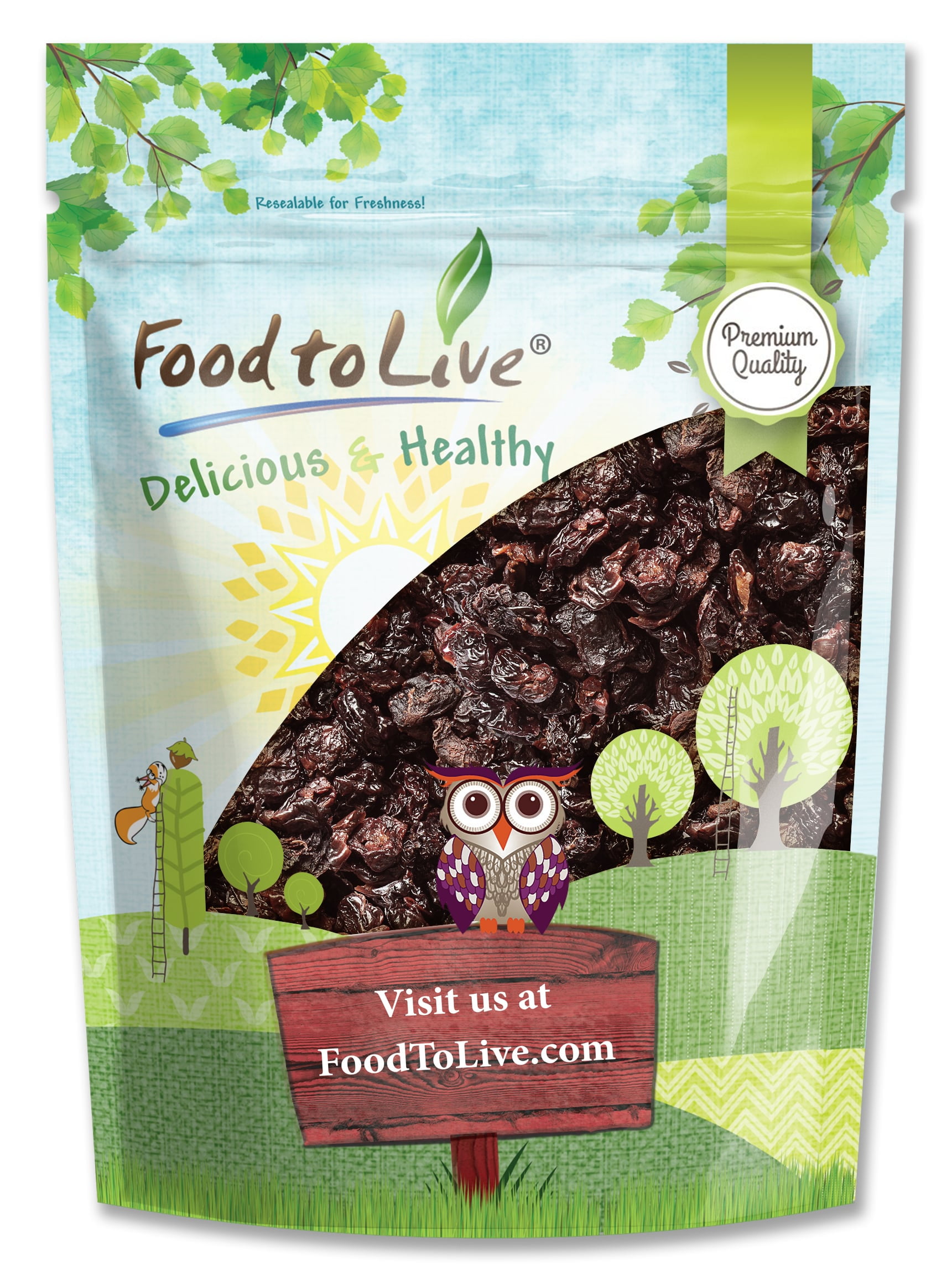 Food to Live Sun-Dried Dark Sweet Cherries, 2lbs – Whole, Pitted ...