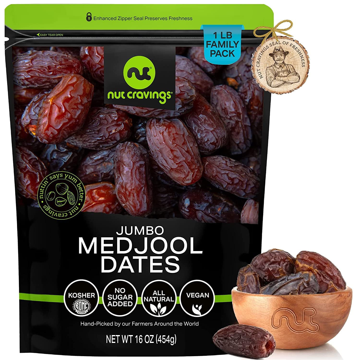 Nut Cravings Fresh Sun Dried Jumbo Medjool Dates, Vegan, No Sugar Added ...