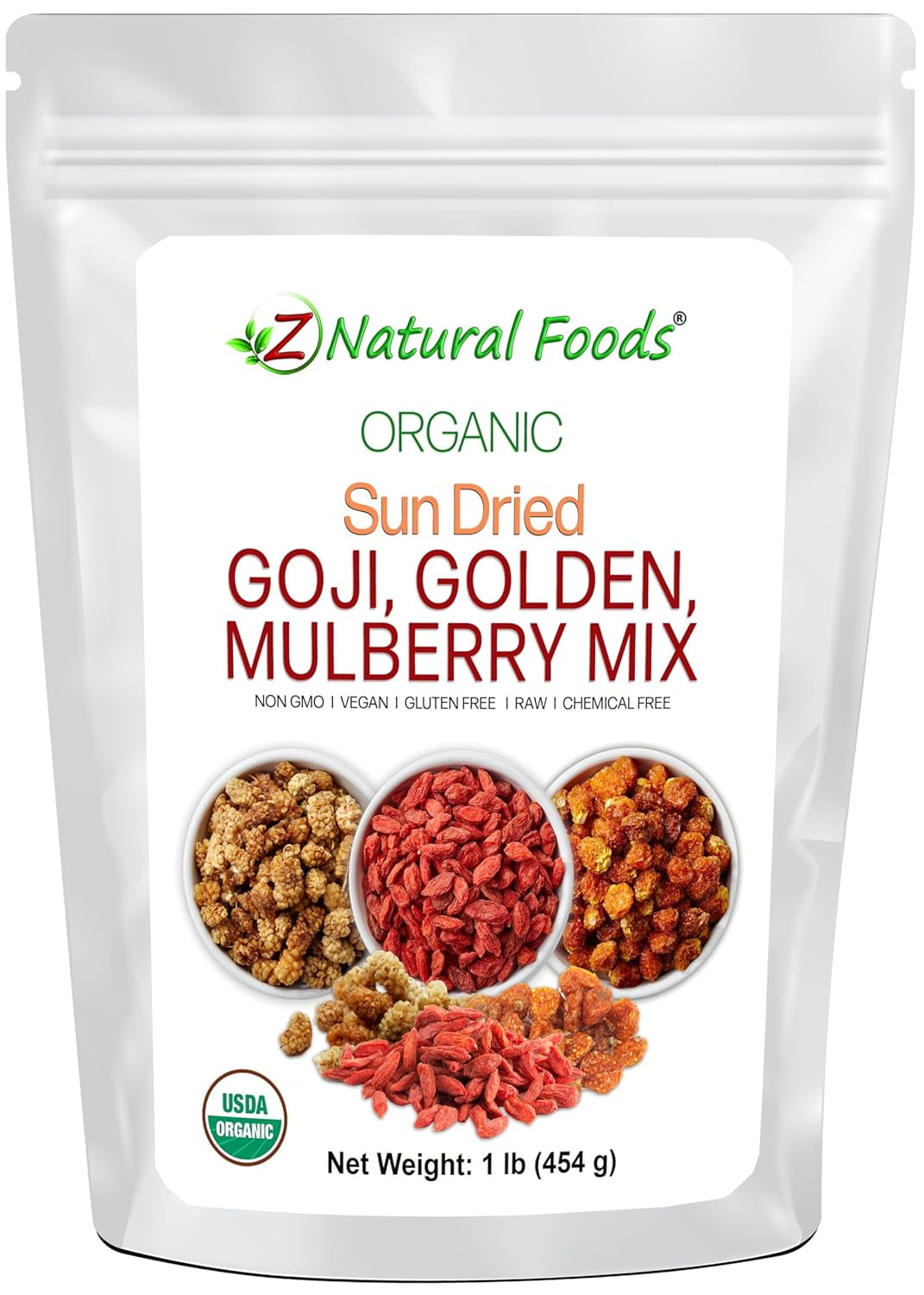 Sun Dried Organic 3 Berry Mix - Goji Berries, Golden Berry White ...