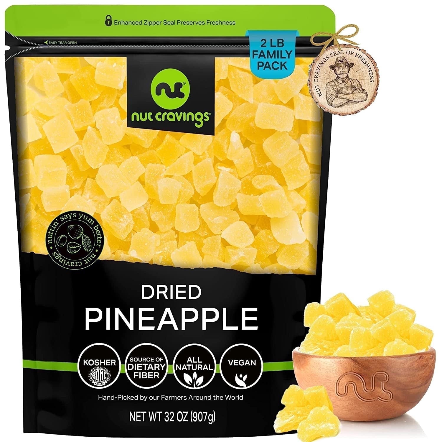 Nut Cravings Sun Dried Pineapple Chunks with Sugar Added, 32oz - Food ...