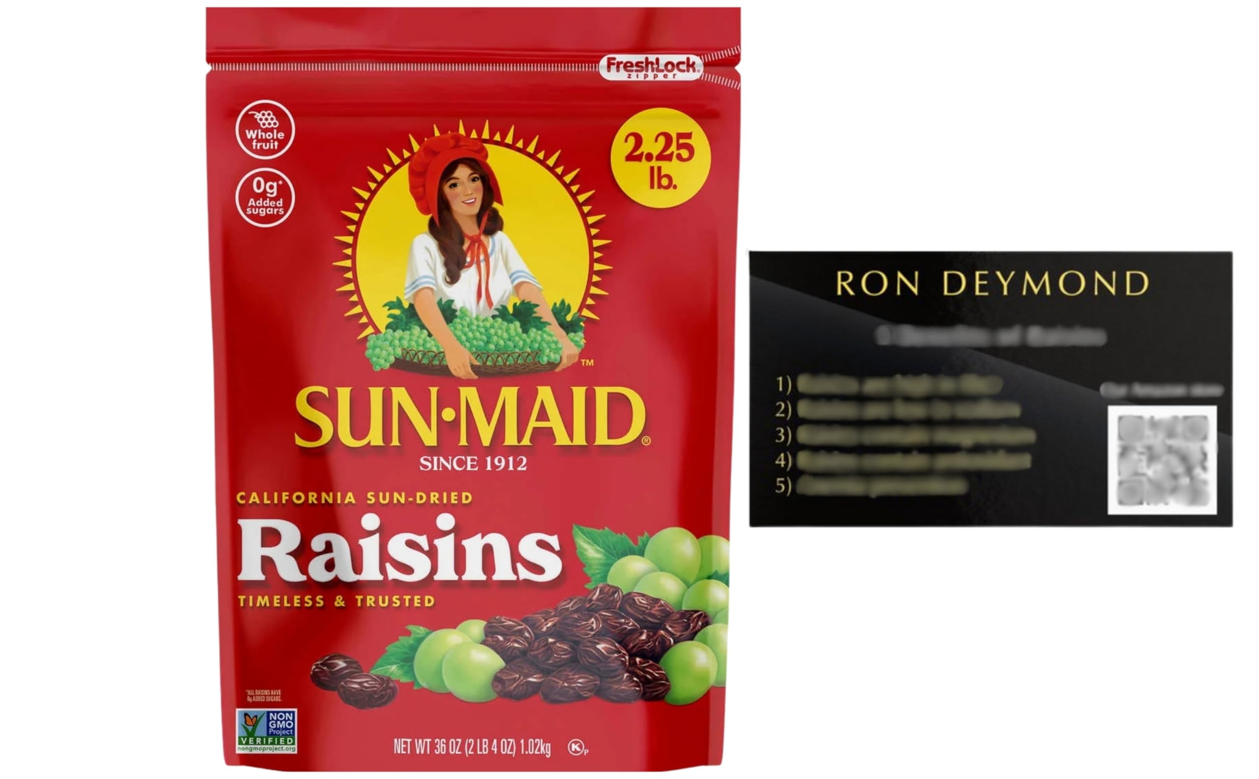 Sun-Dried Raisins - 36 DPF11 oz Resealable Bag - Dried Fruit Snack for ...