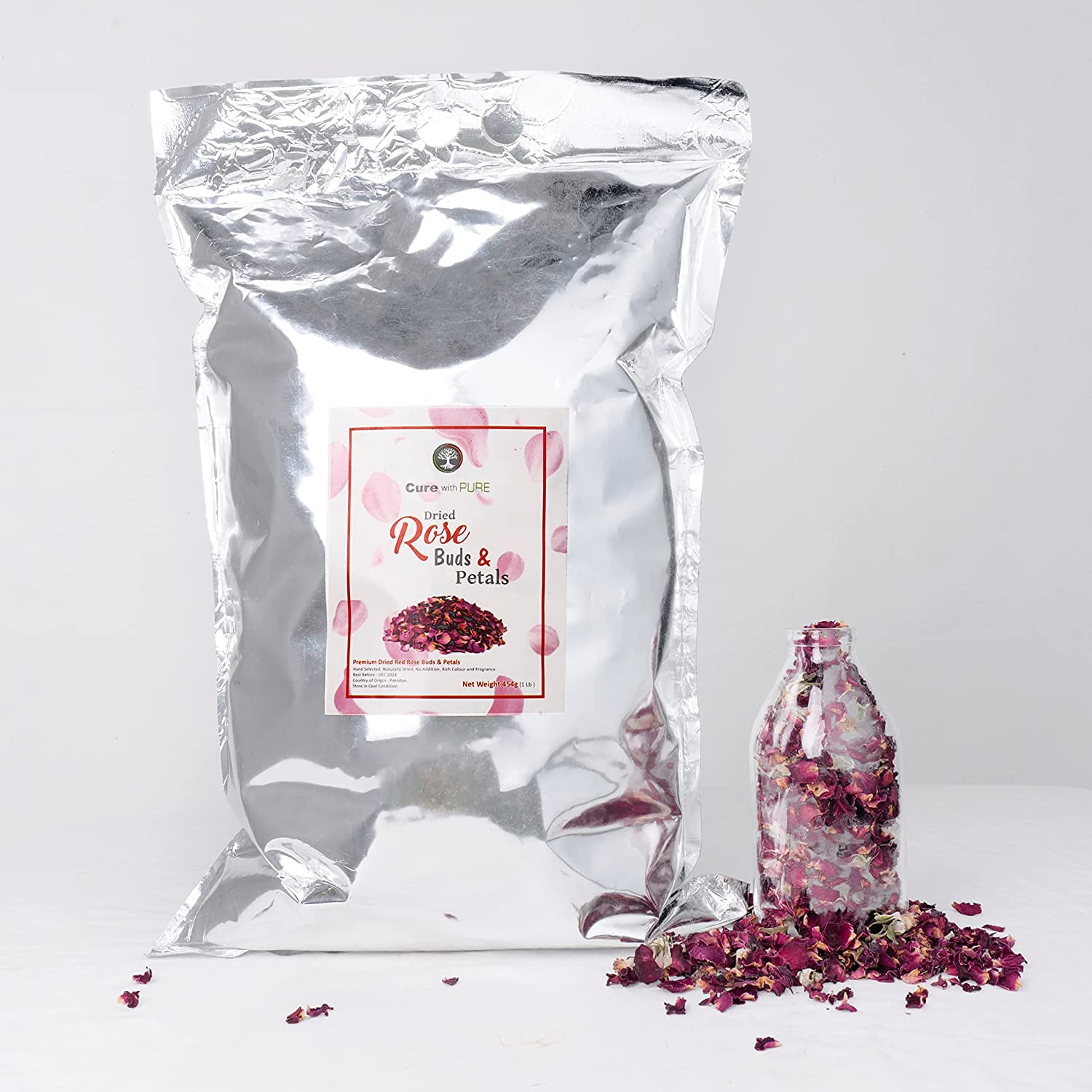 Sun-Dried Rose Petals & Dried Rose Buds Whole In Resealable Pouch ...