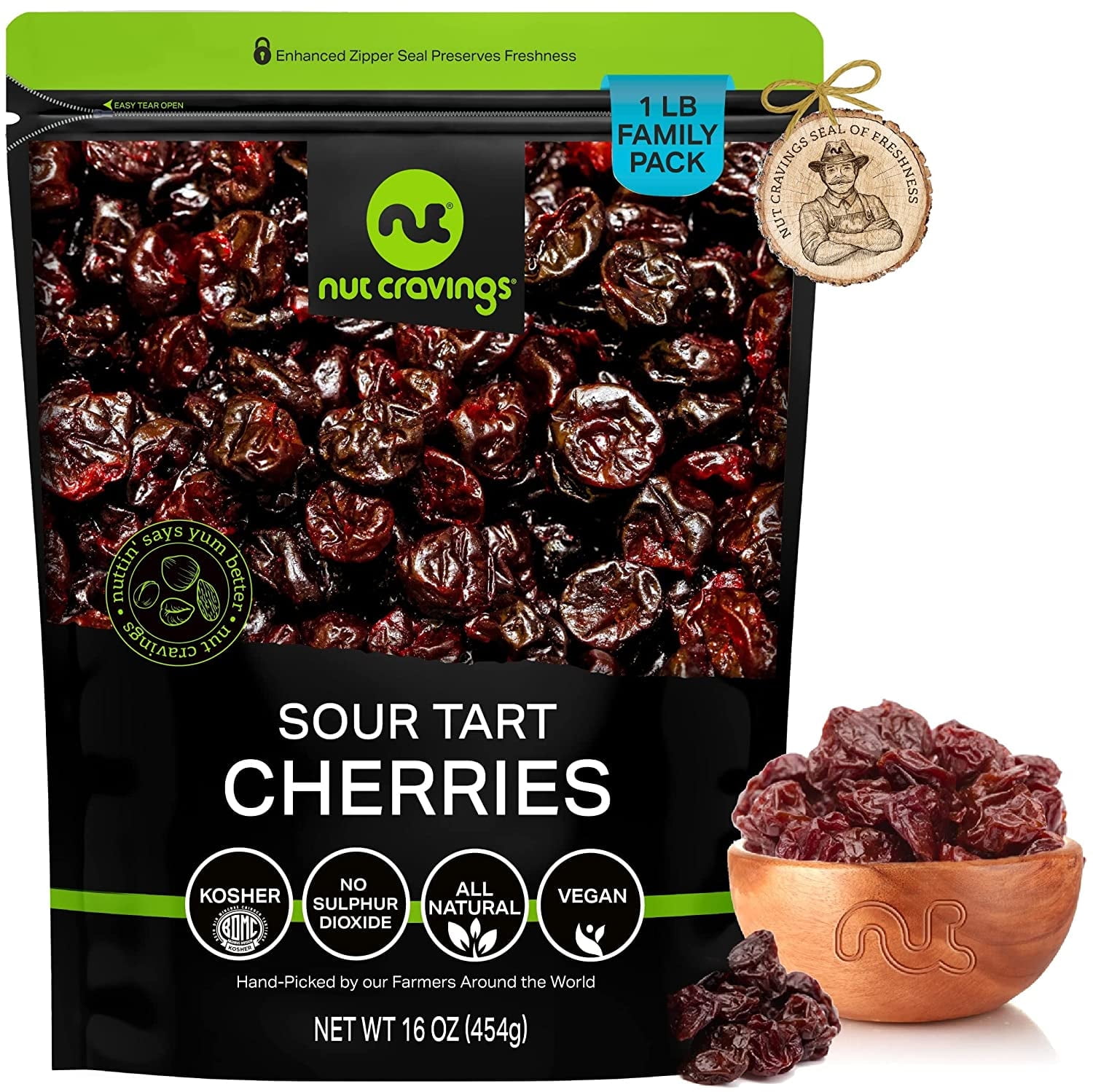 Nut Cravings Sun-Dried Sour Tart Cherries, Lightly Sweetened, 16oz ...