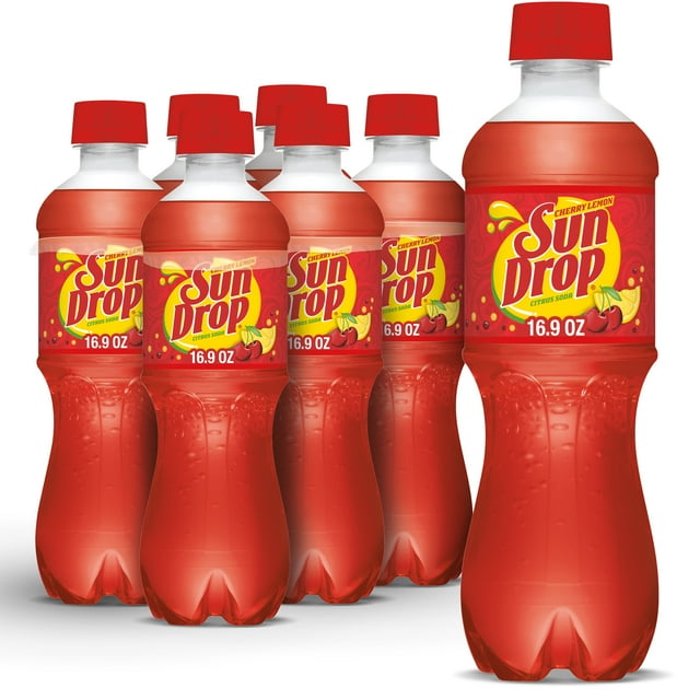 Sun Drop Cherry Lemon Citrus Soda Pop, 16.9 fl oz, 6 Pack Bottles ...